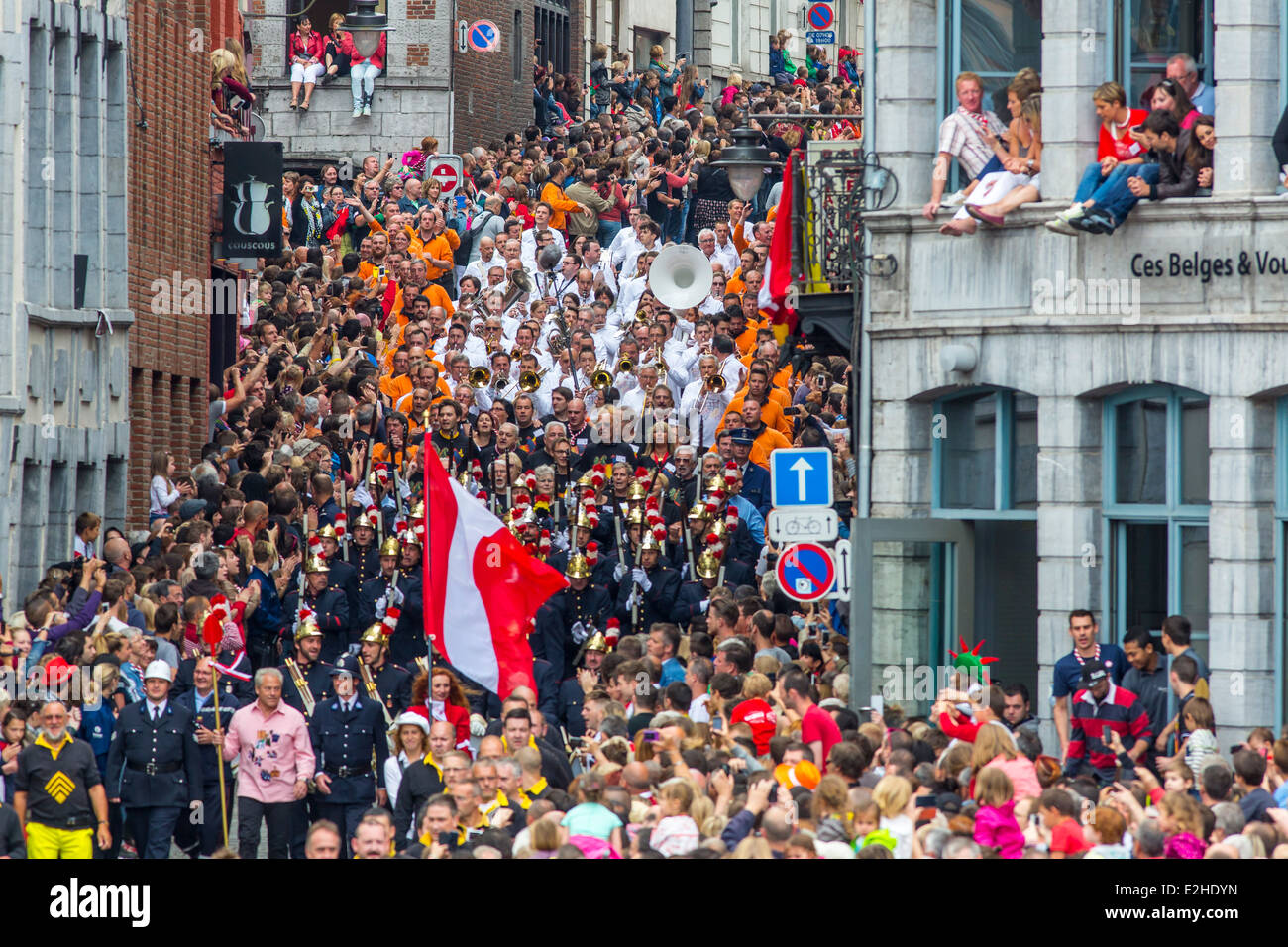 "Doudou" festival in Mons, Belgium. "Lumeçon" battle of the holy St ...