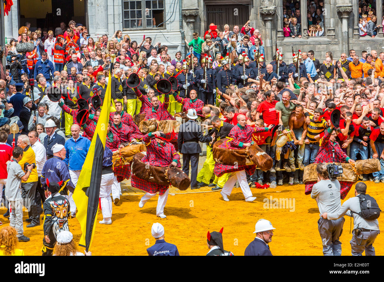 "Doudou" festival in Mons, Belgium. "Lumeçon" battle of the holy St ...