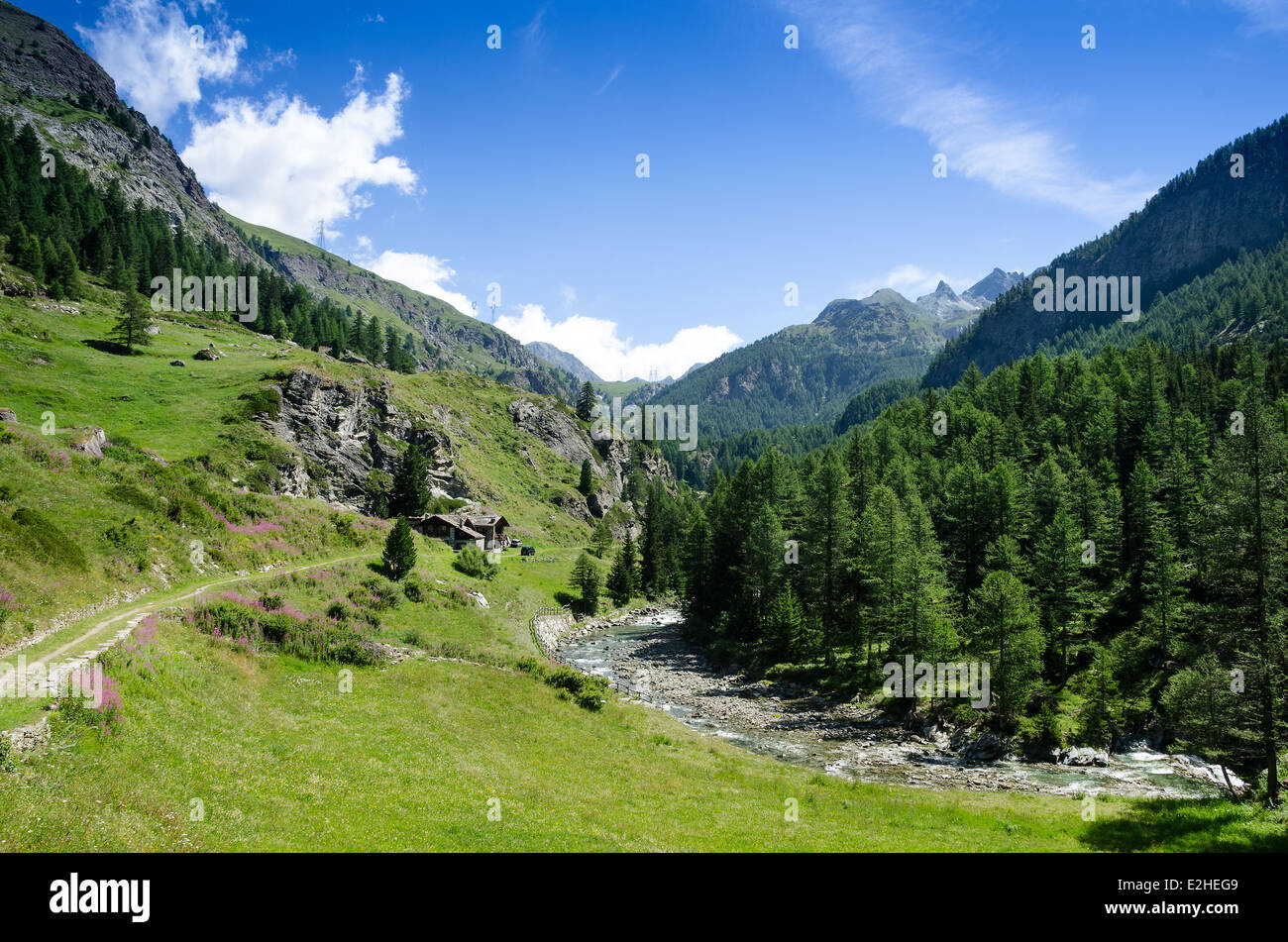 alpine stone house in a valley in mountain Stock Photo - Alamy