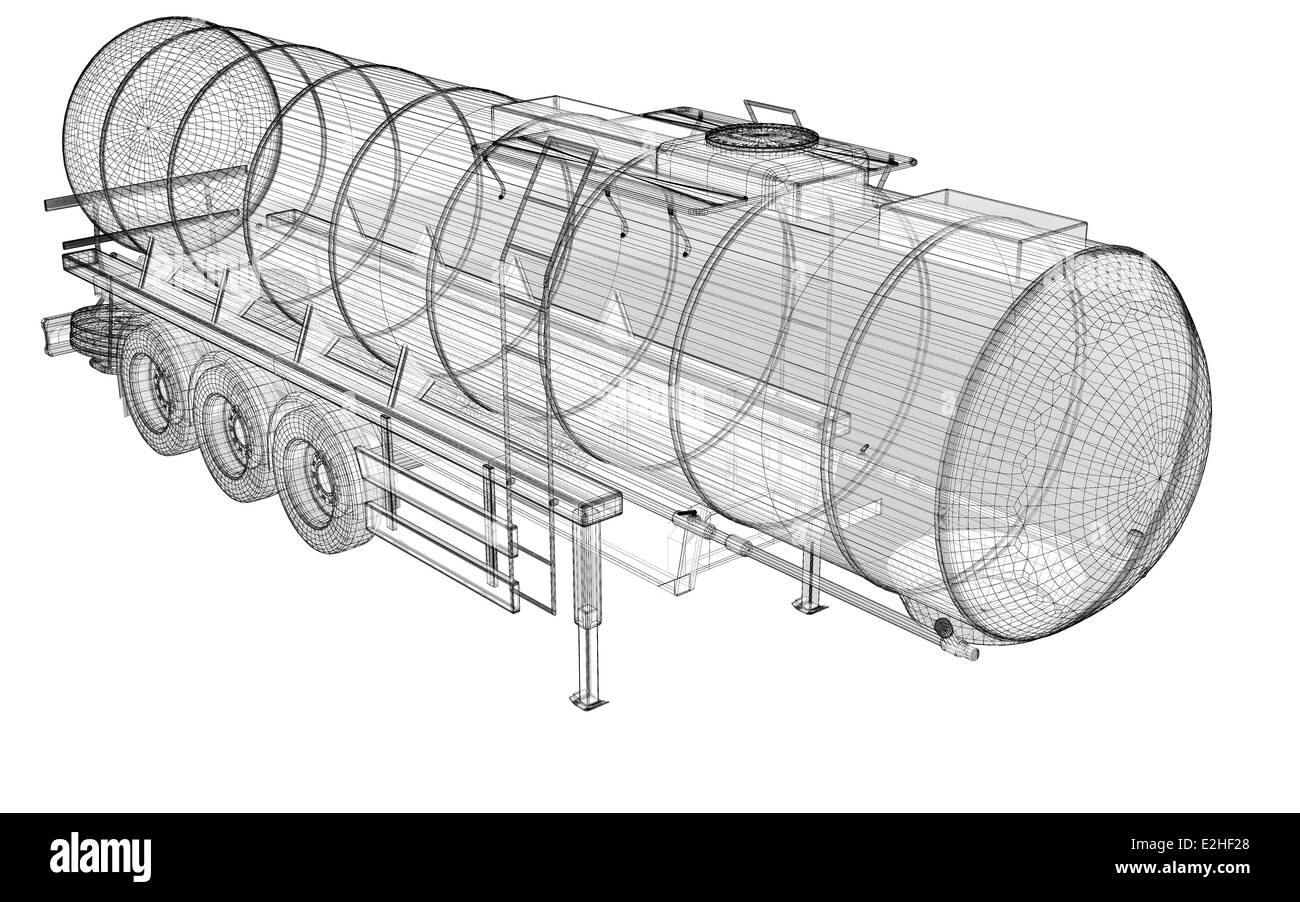 Tanker Truck Isolated Logistics - Trucking body structure , wire model ...
