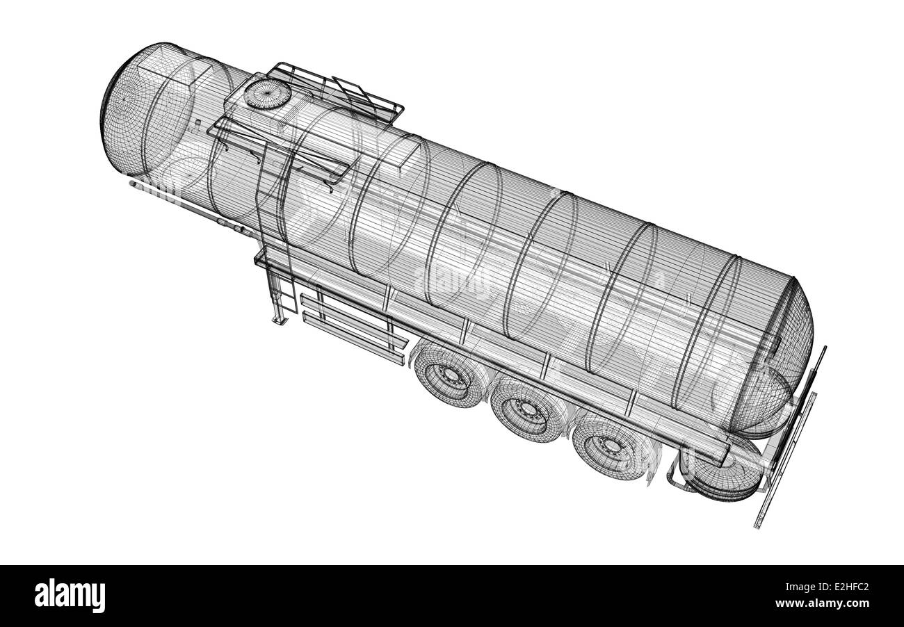 Tanker Truck Isolated Logistics - Trucking body structure , wire model ...