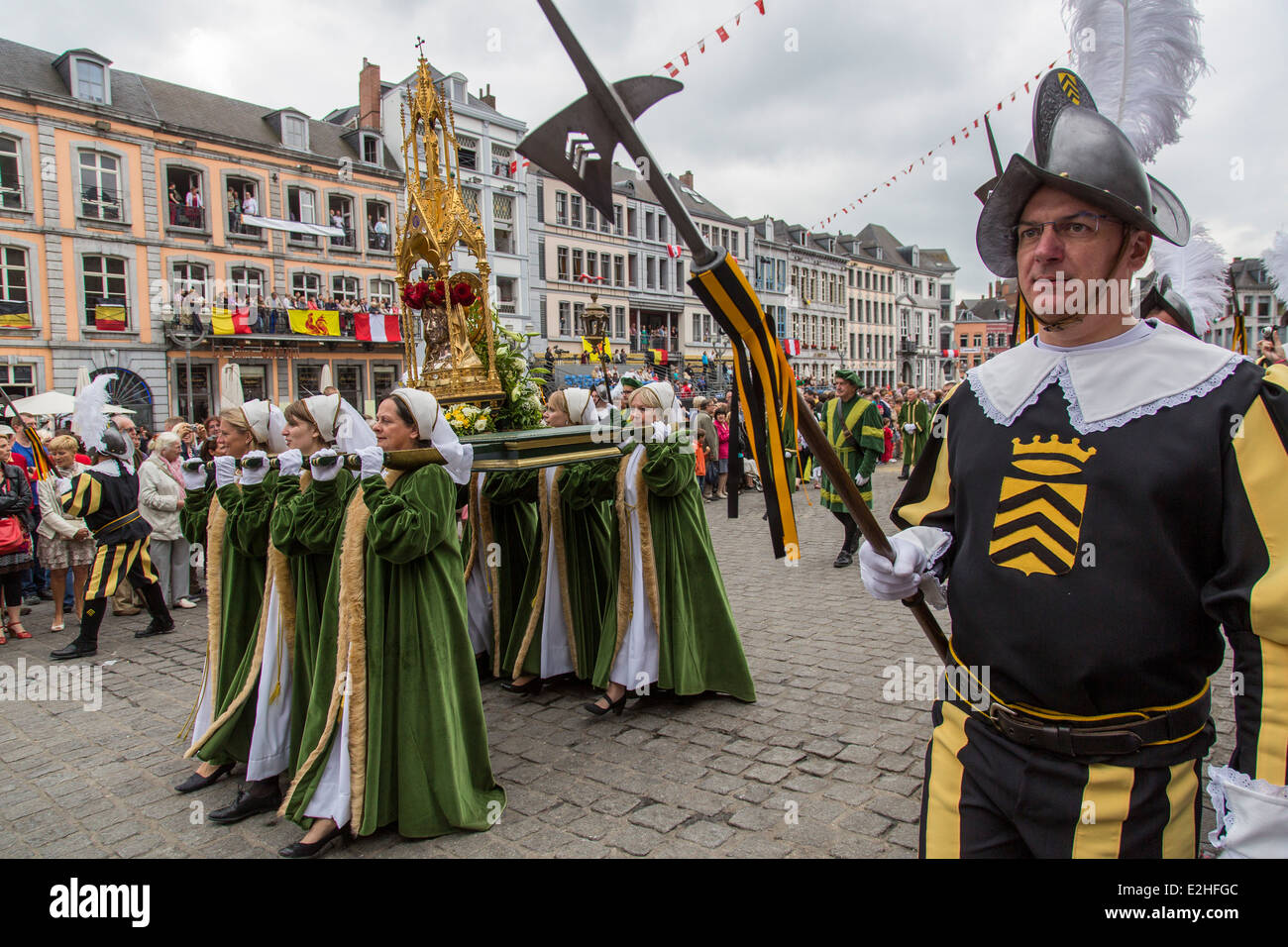 "Doudou" festival in Mons, Belgium. "Lumeçon" battle of the holy St ...