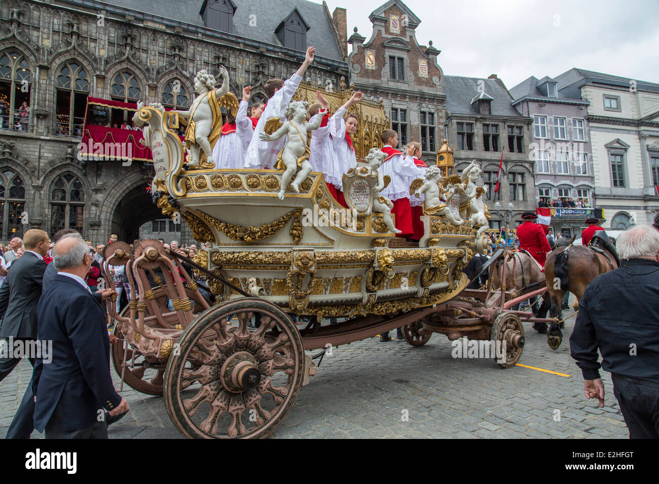 "Doudou" festival in Mons, Belgium. "Lumeçon" battle of the holy St ...