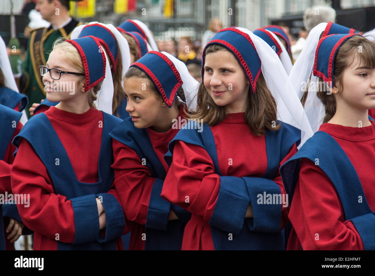 "Doudou" festival in Mons, Belgium. "Lumeçon" battle of the holy St ...
