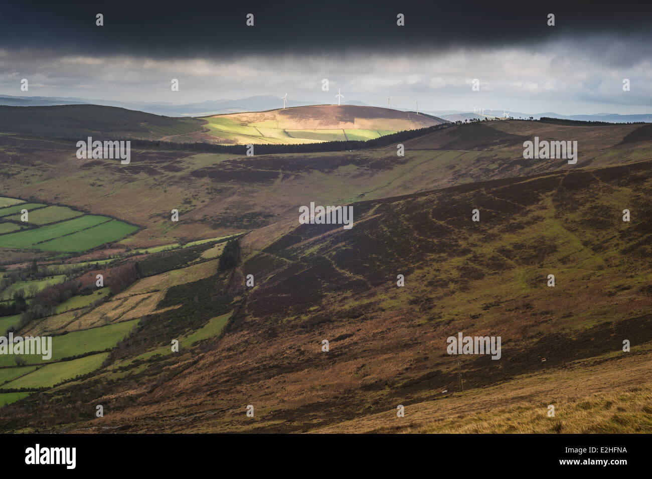 Winter landscape looking northwards from Slievebawn, Blackstairs ...