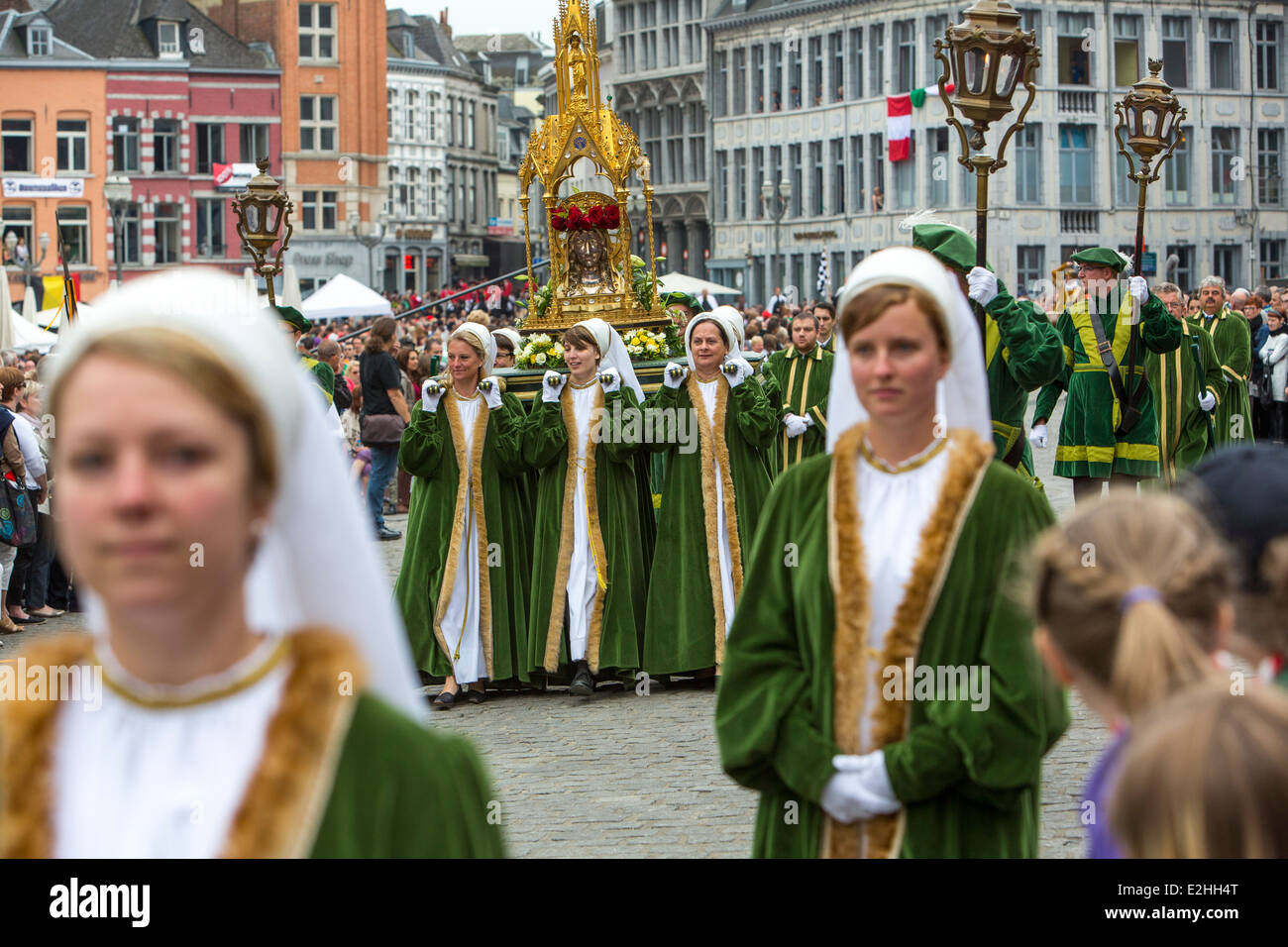 "Doudou" festival in Mons, Belgium. "Lumeçon" battle of the holy St ...
