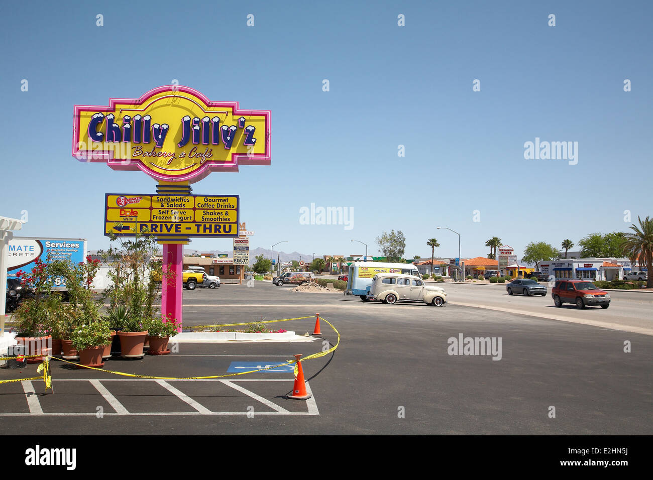 Sign for Chilly Jilly'z Cafe restaurant, on route 93, Boulder city ...