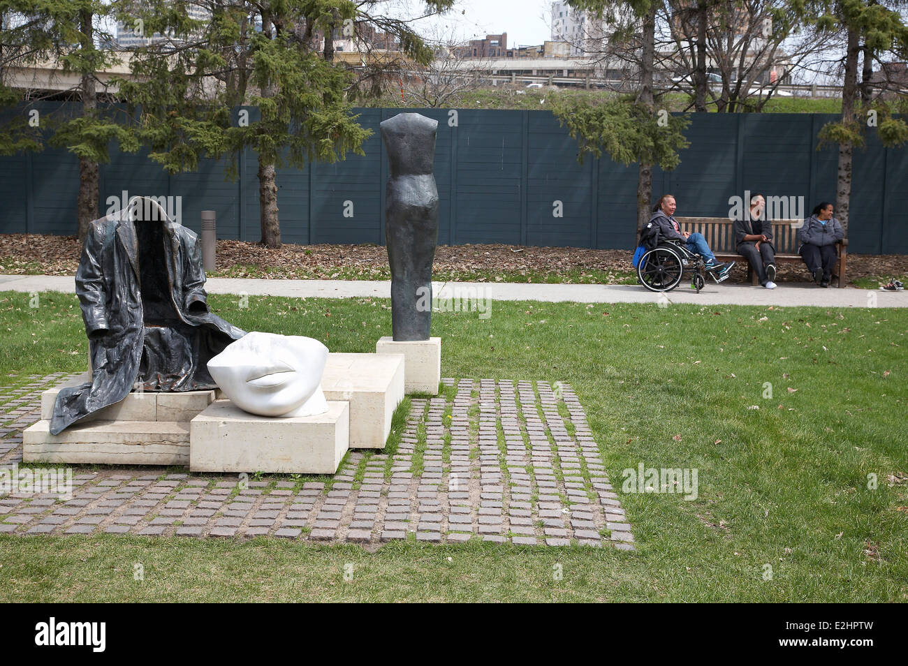 Sculpture by Judith Shea called without words, bronze,marble,limestone ...