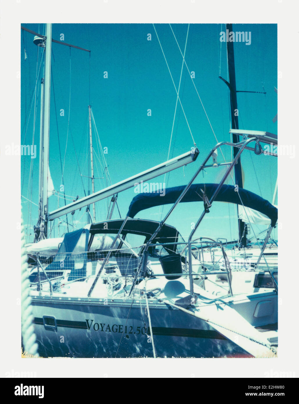 Sailboat docked in marina Stock Photo - Alamy