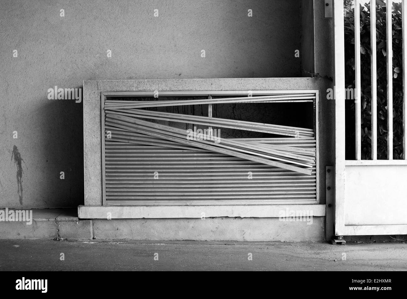 Broken door shutters Black and White Stock Photos & Images - Alamy