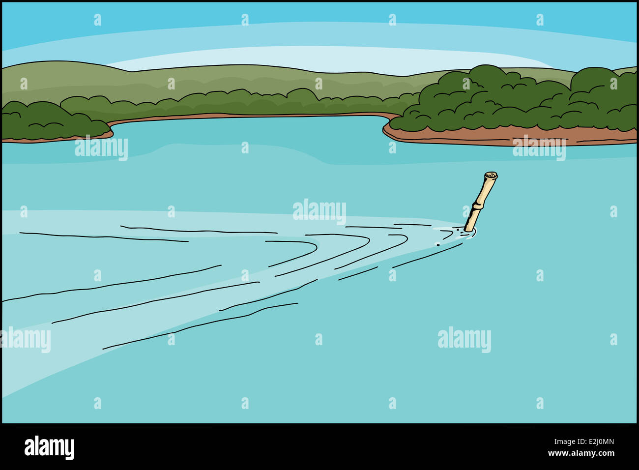 Snorkel diver underwater with bamboo stick in water Stock Photo - Alamy