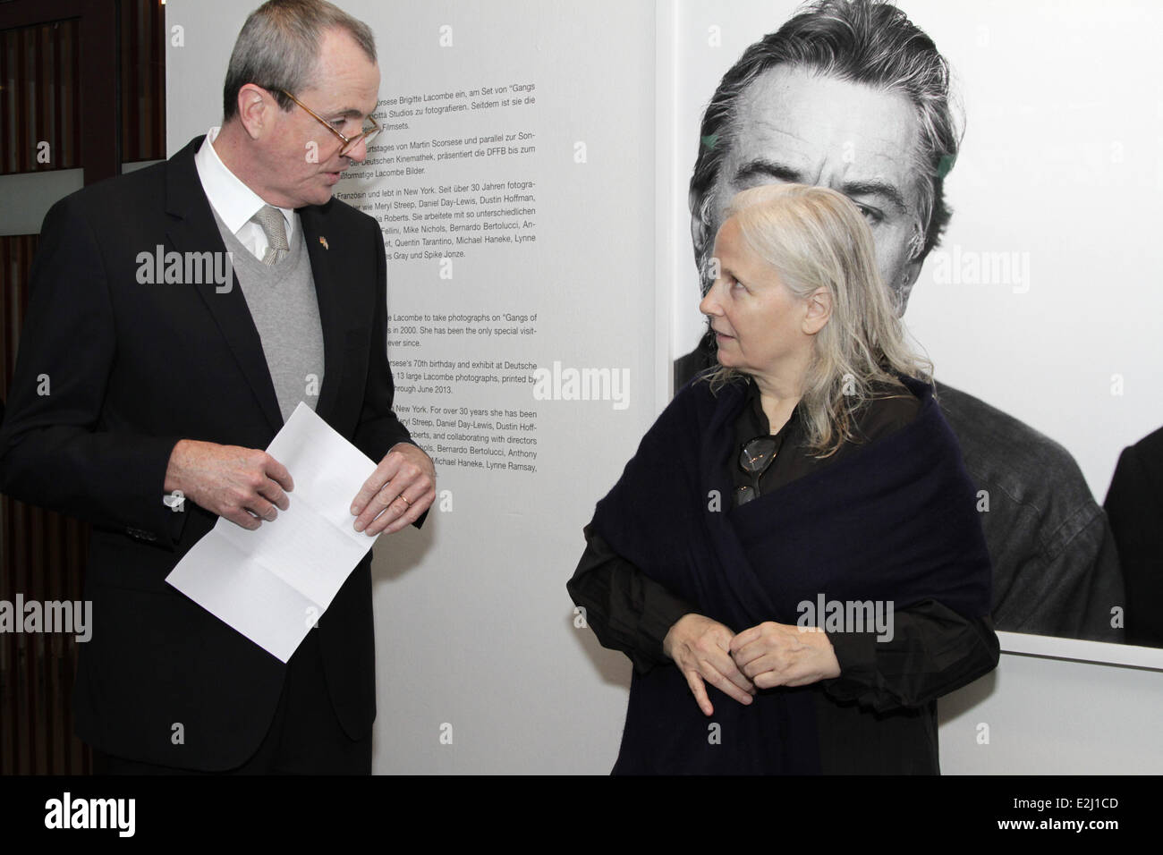 S.E. Philip D. Murphy and Brigitte Lacombe at the opening of On set ...