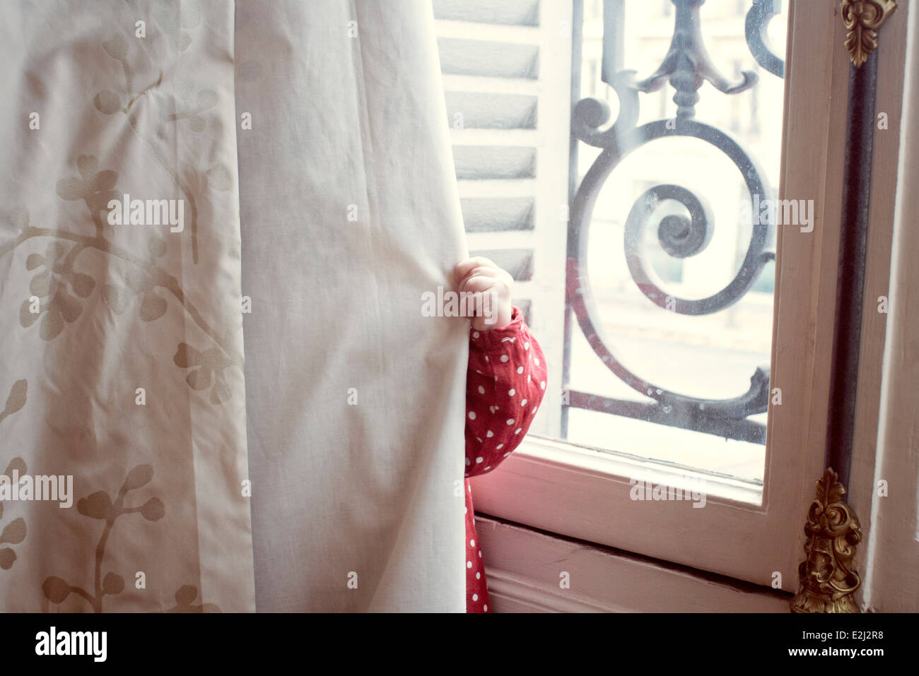 Girl Behind Curtain High Resolution Stock Photography and Images - Alamy