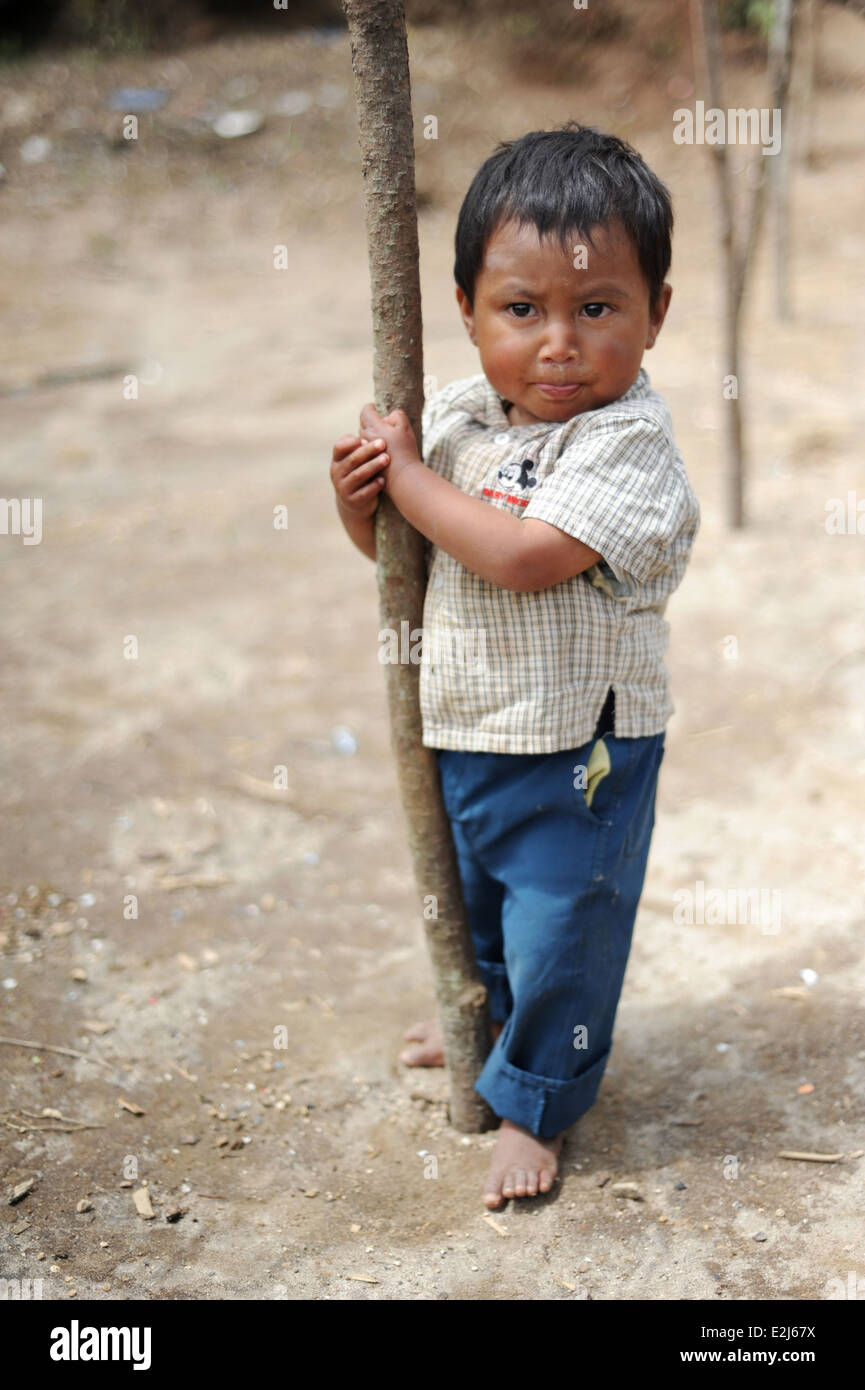 Maya indigenous boy in Caserio Panuca, Solola, Guatemala Stock Photo ...