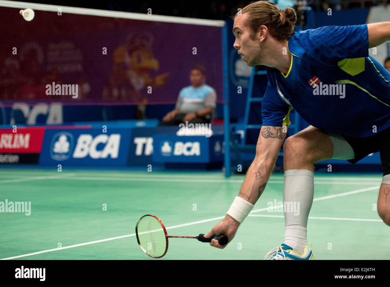 Jakarta, Indonesia. 20th June, 2014. Jan O Jorgensen of Denmark returns ...