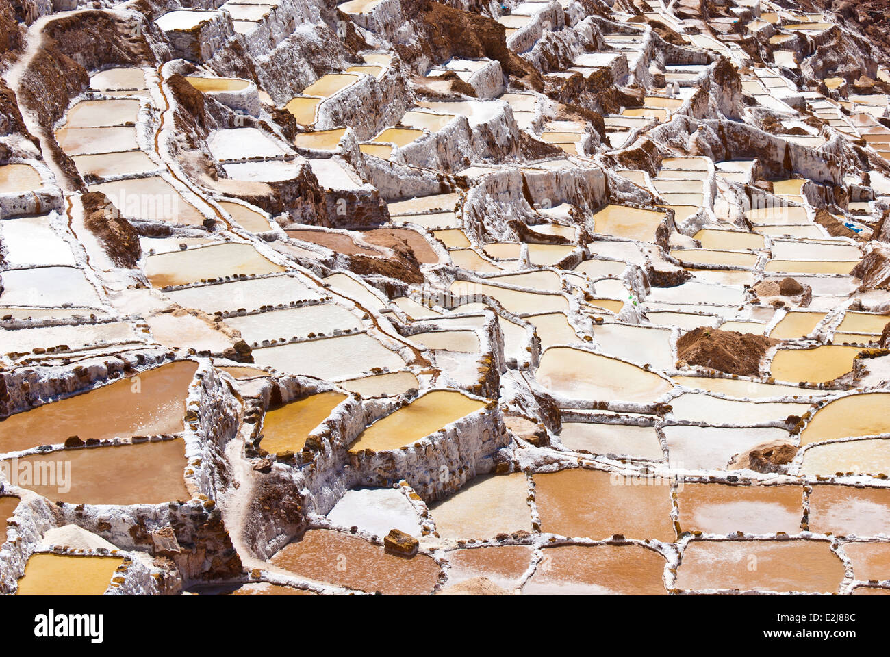 Salt mines in the Sacred Valley of the Incas or Urubamba Valley, Maras ...