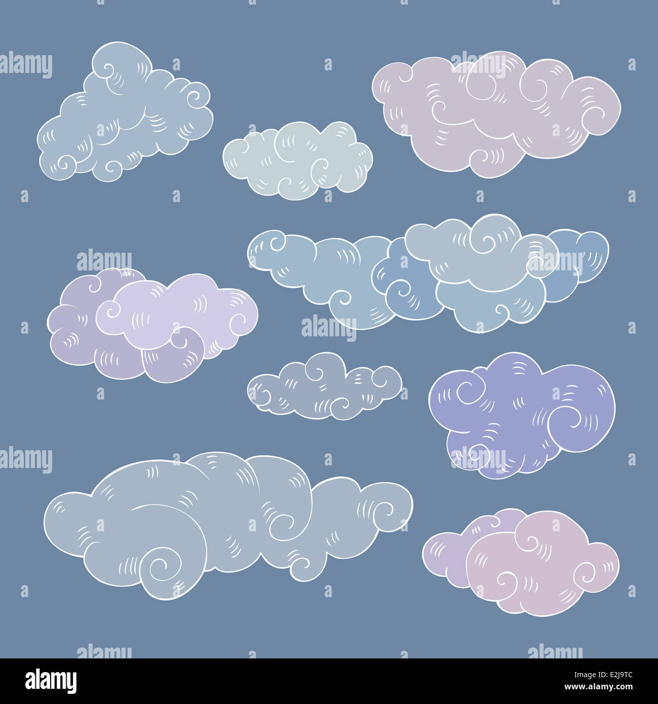 Vintage clouds set Stock Photo - Alamy