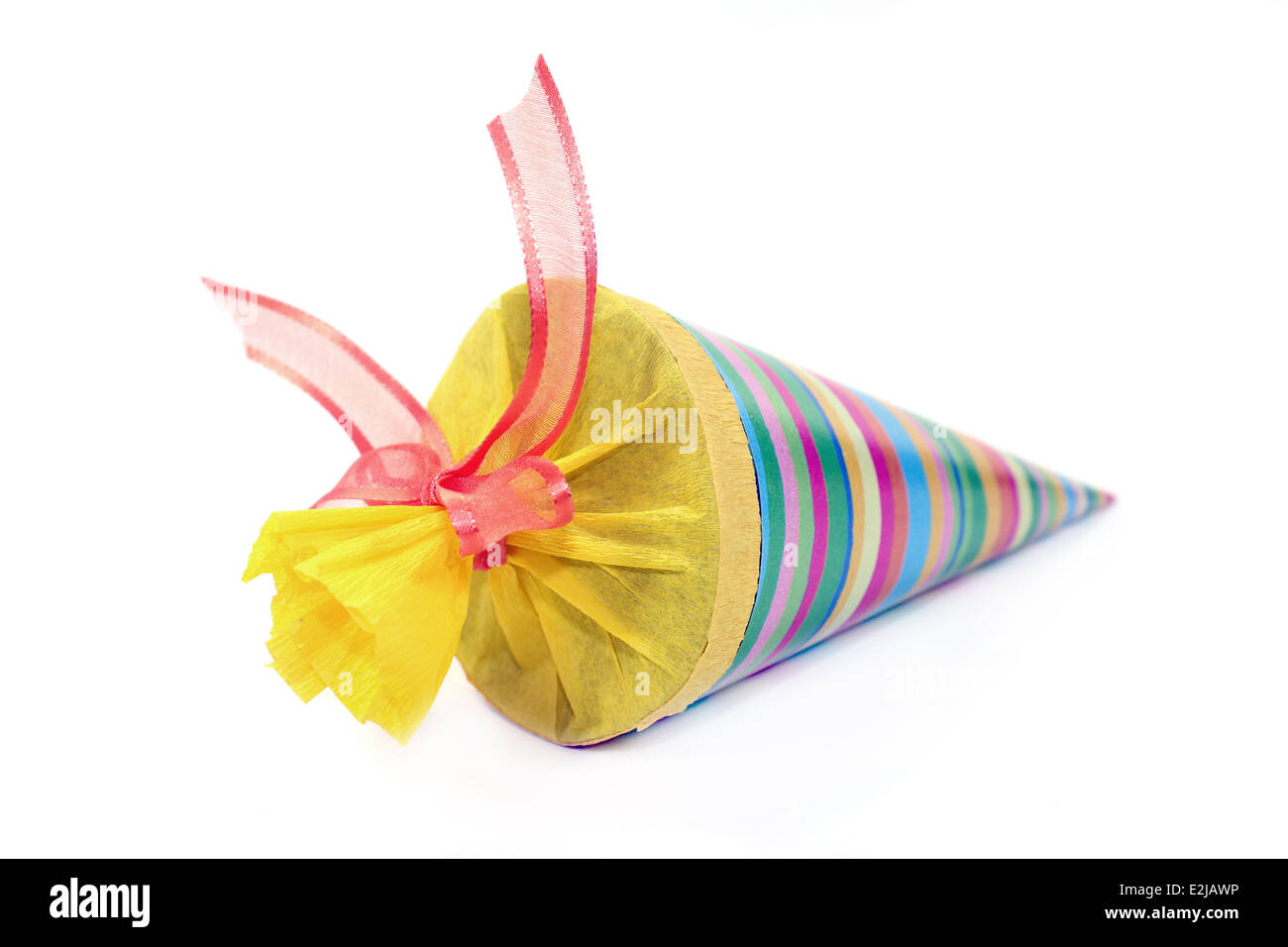 a colorful school cone in front of white background Stock Photo - Alamy