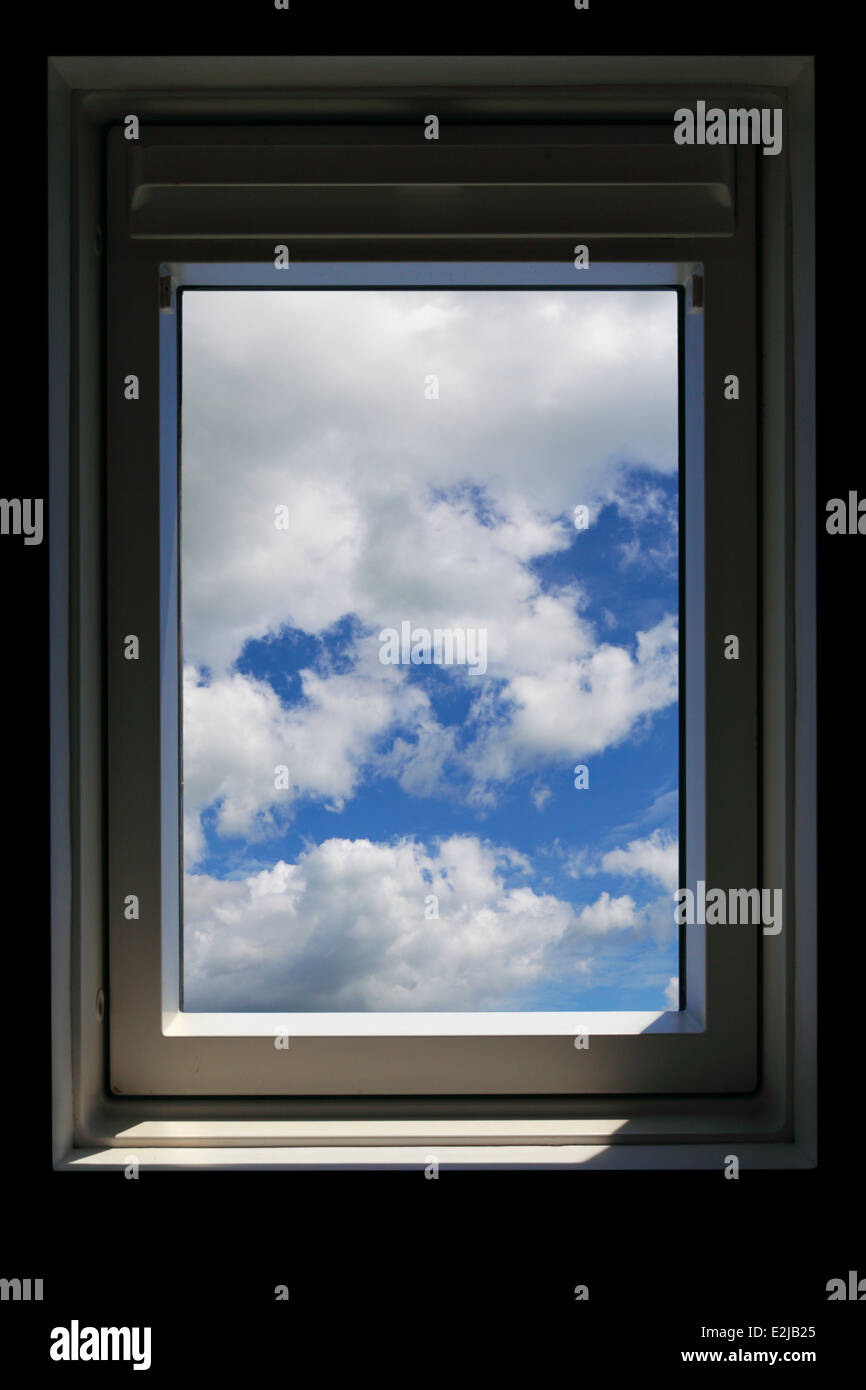 Sky and clouds through skylight Stock Photo - Alamy