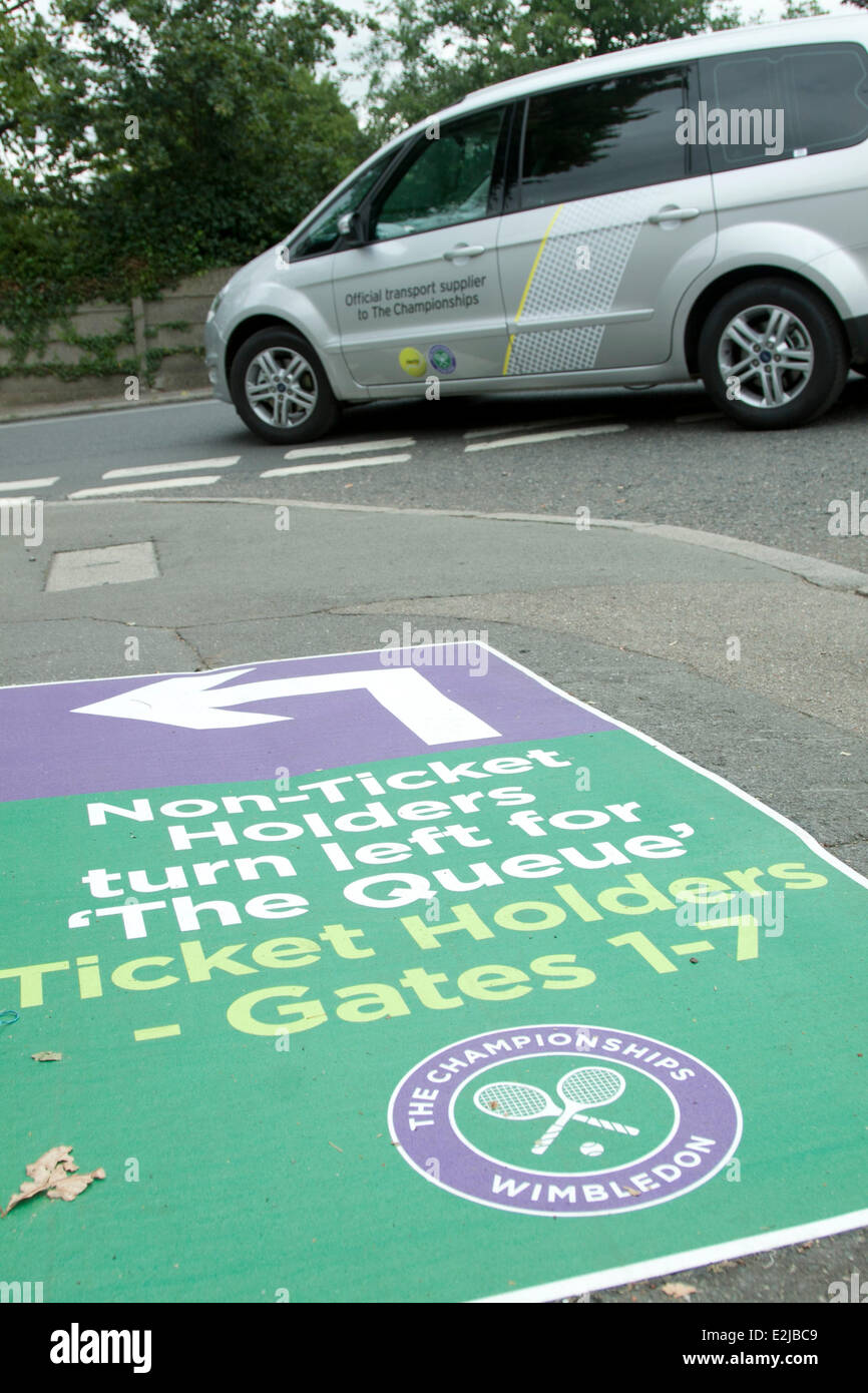 Wimbledon London , 20th June 2014. A pavement sticker outside the AELTC ...