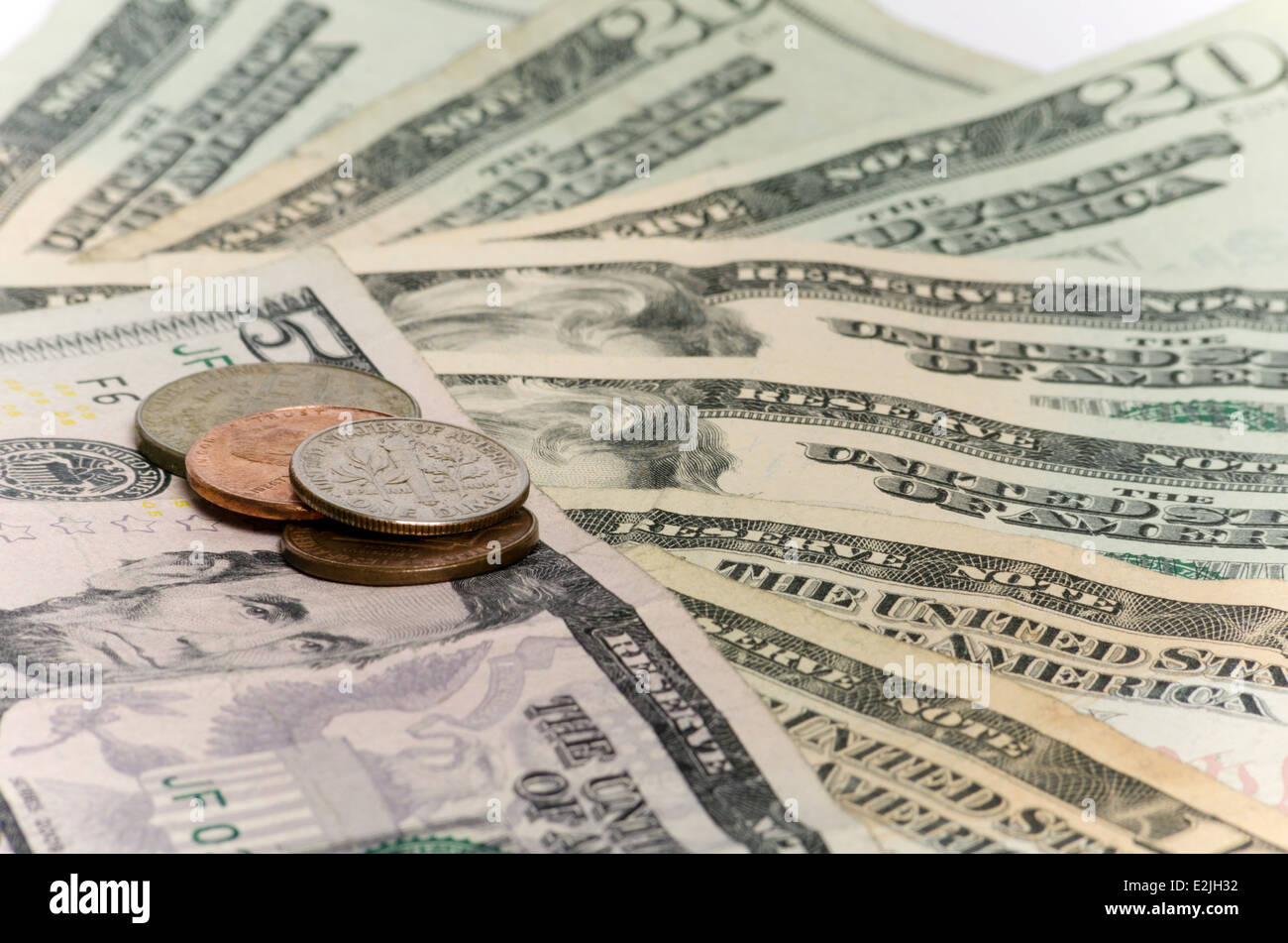 US money, banknotes and coins Stock Photo - Alamy