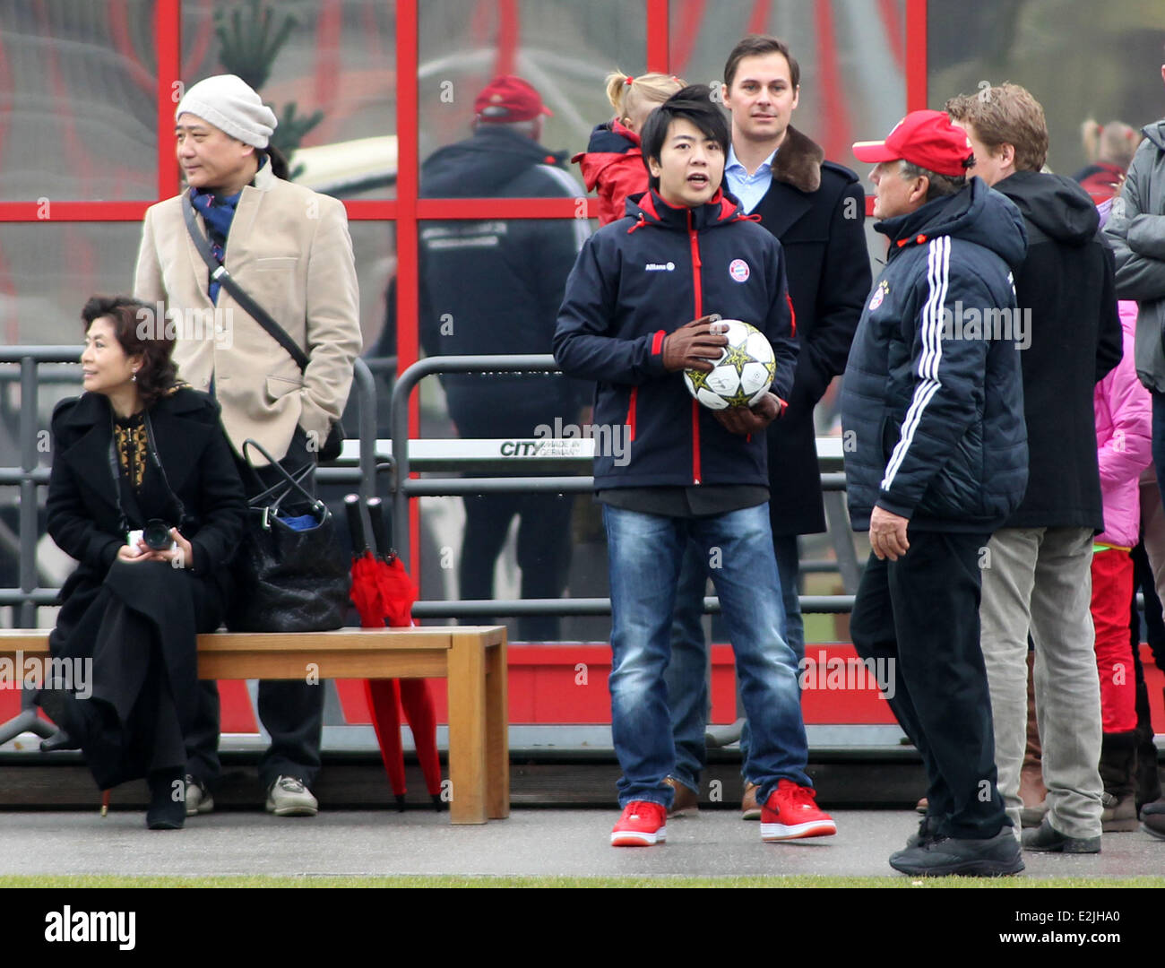 Lang Lang and his family at a training session of FC Bayern München at ...