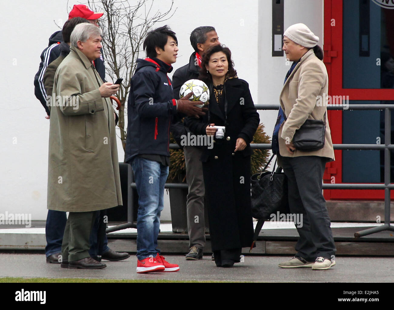 Lang Lang and his family at a training session of FC Bayern München at ...
