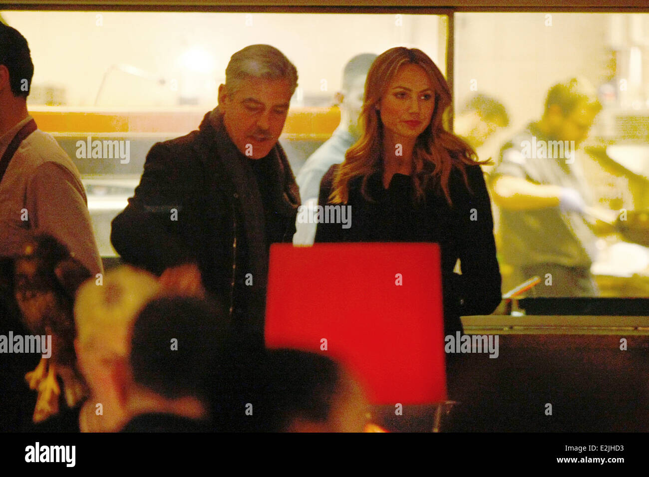 George Clooney and Stacy Keibler arriving at Grill Royal restaurant for ...
