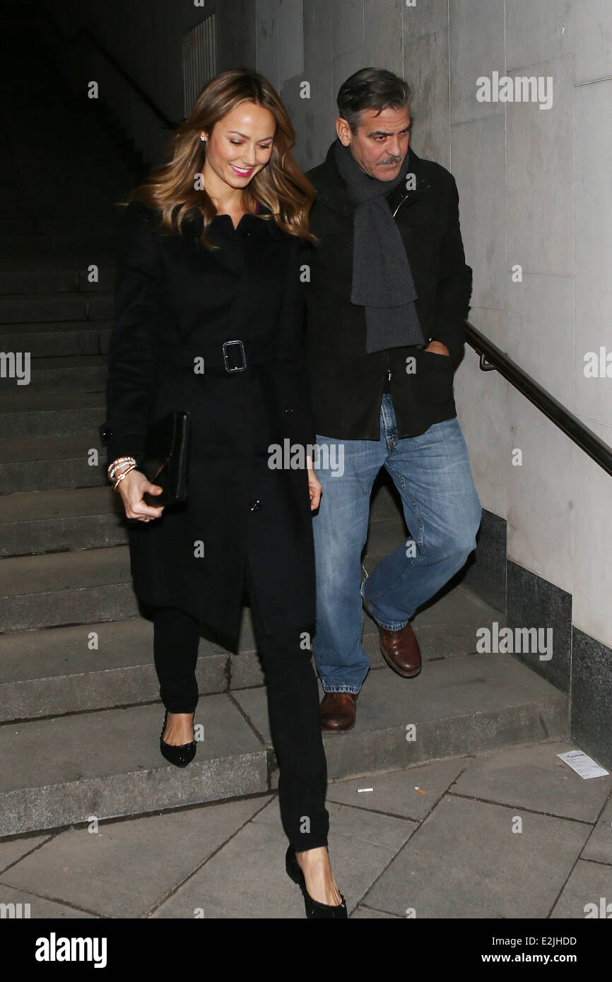 George Clooney and Stacy Keibler arriving at Grill Royal restaurant for ...