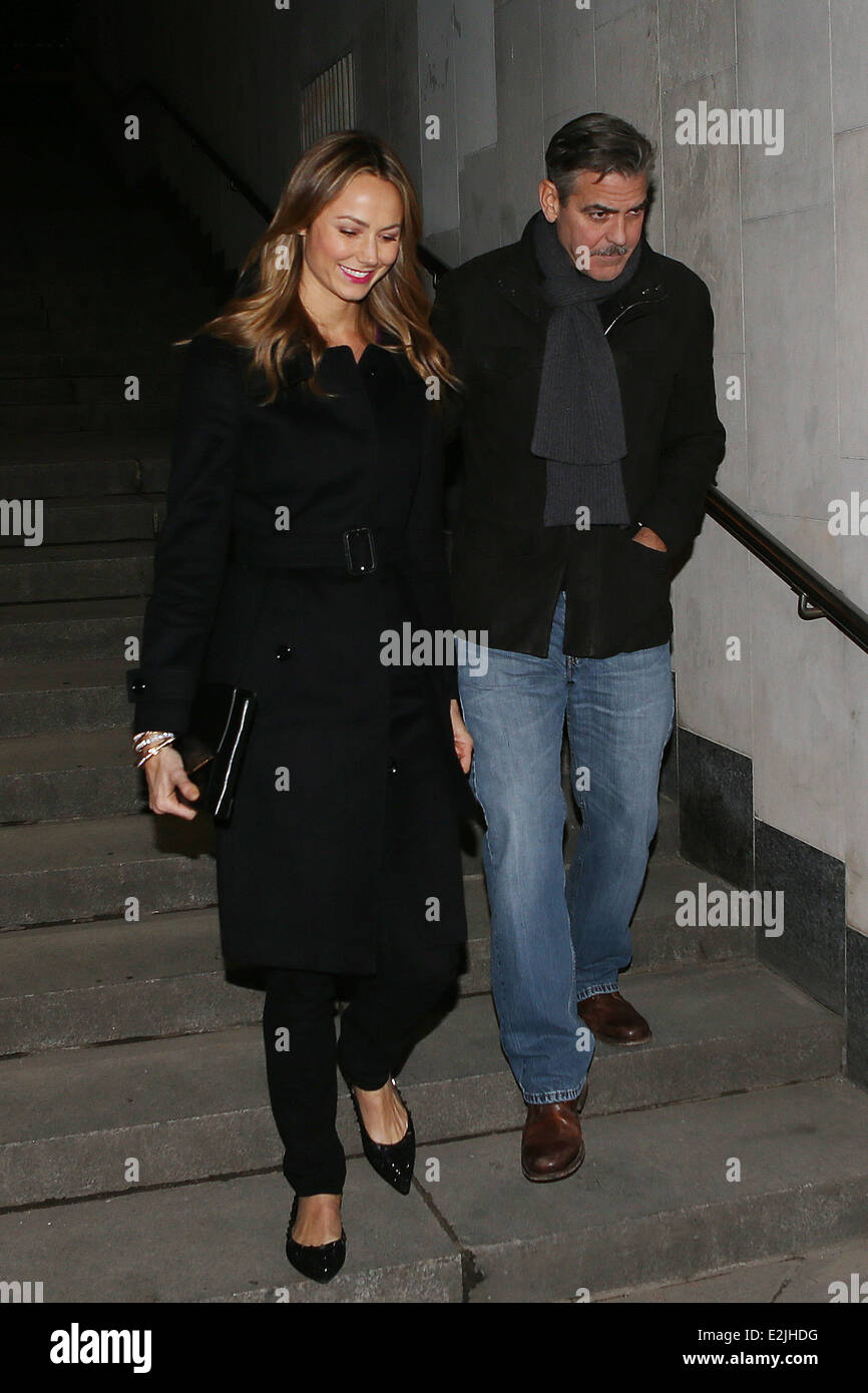 George Clooney and Stacy Keibler arriving at Grill Royal restaurant for ...