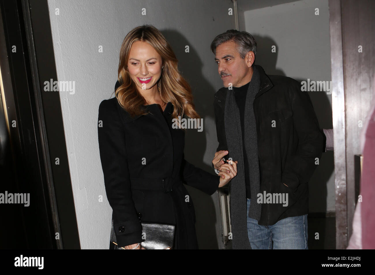 George Clooney and Stacy Keibler leaving Grill Royal restaurant after ...