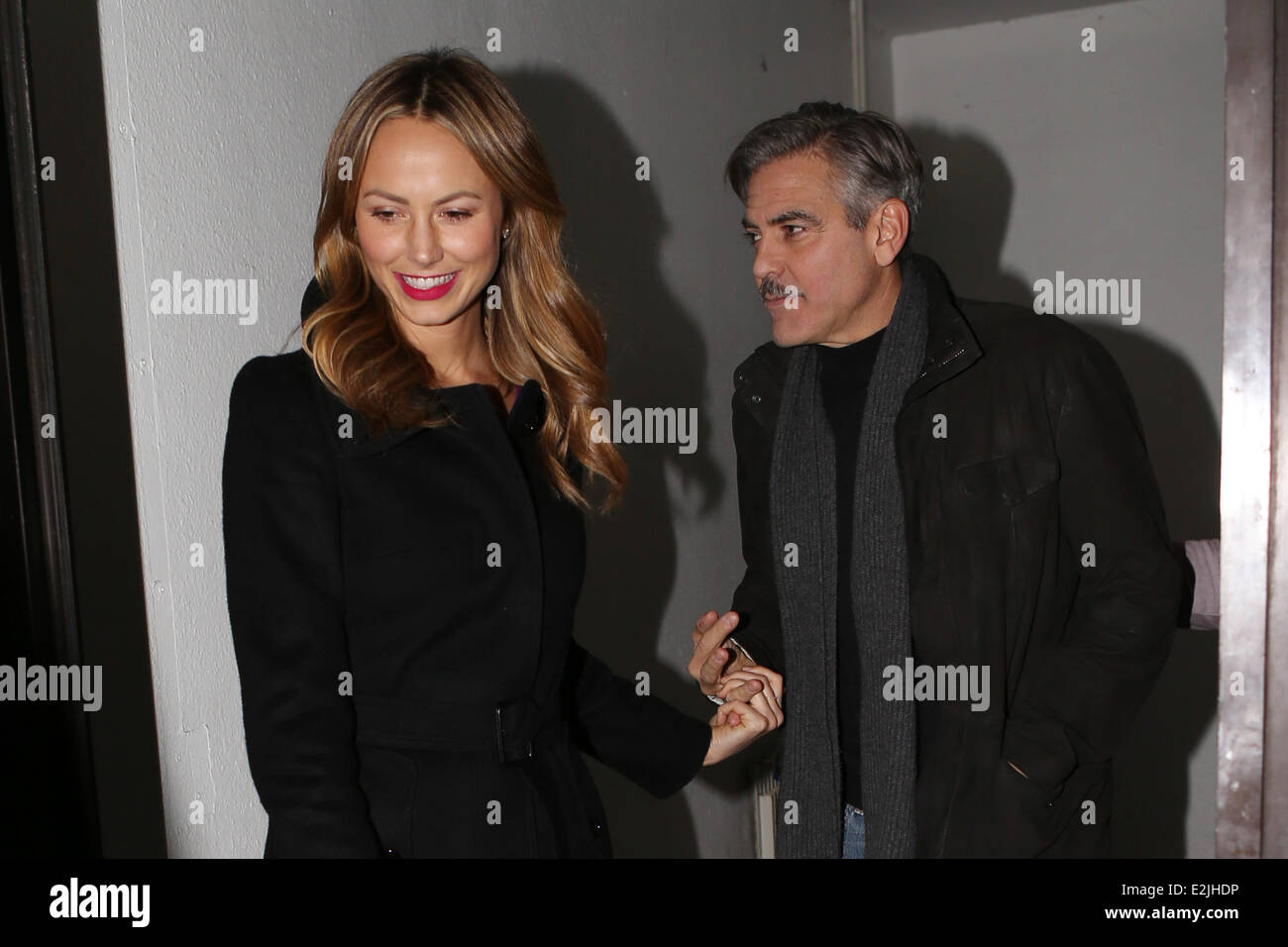 George Clooney and Stacy Keibler leaving Grill Royal restaurant after ...