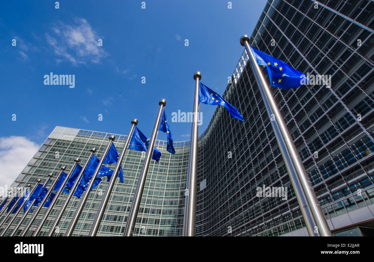 EU flags in front of European Commission in Brussels Stock Photo - Alamy