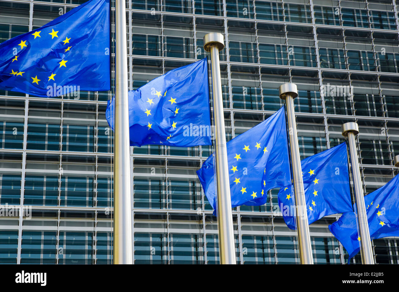 EU flags in front of European Commission in Brussels Stock Photo - Alamy