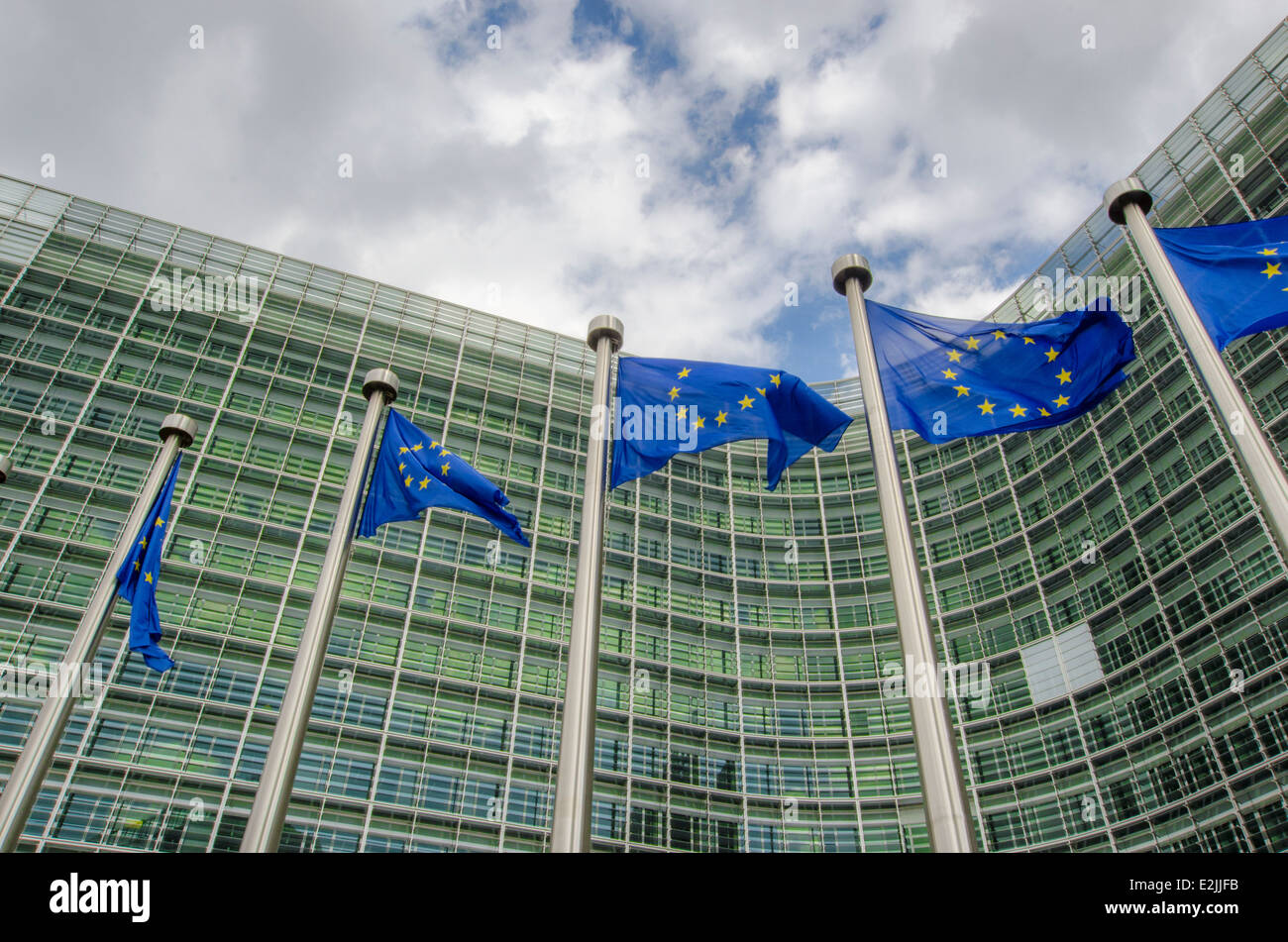 EU flags in front of European Commission in Brussels Stock Photo - Alamy