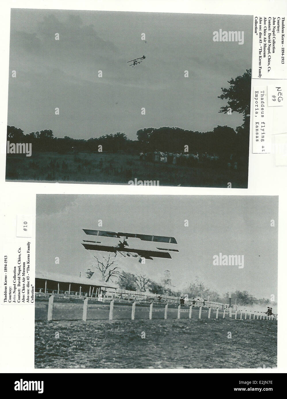 This image shows Thaddeus Kerns flying an aircraft over Emporia, Kansas ...