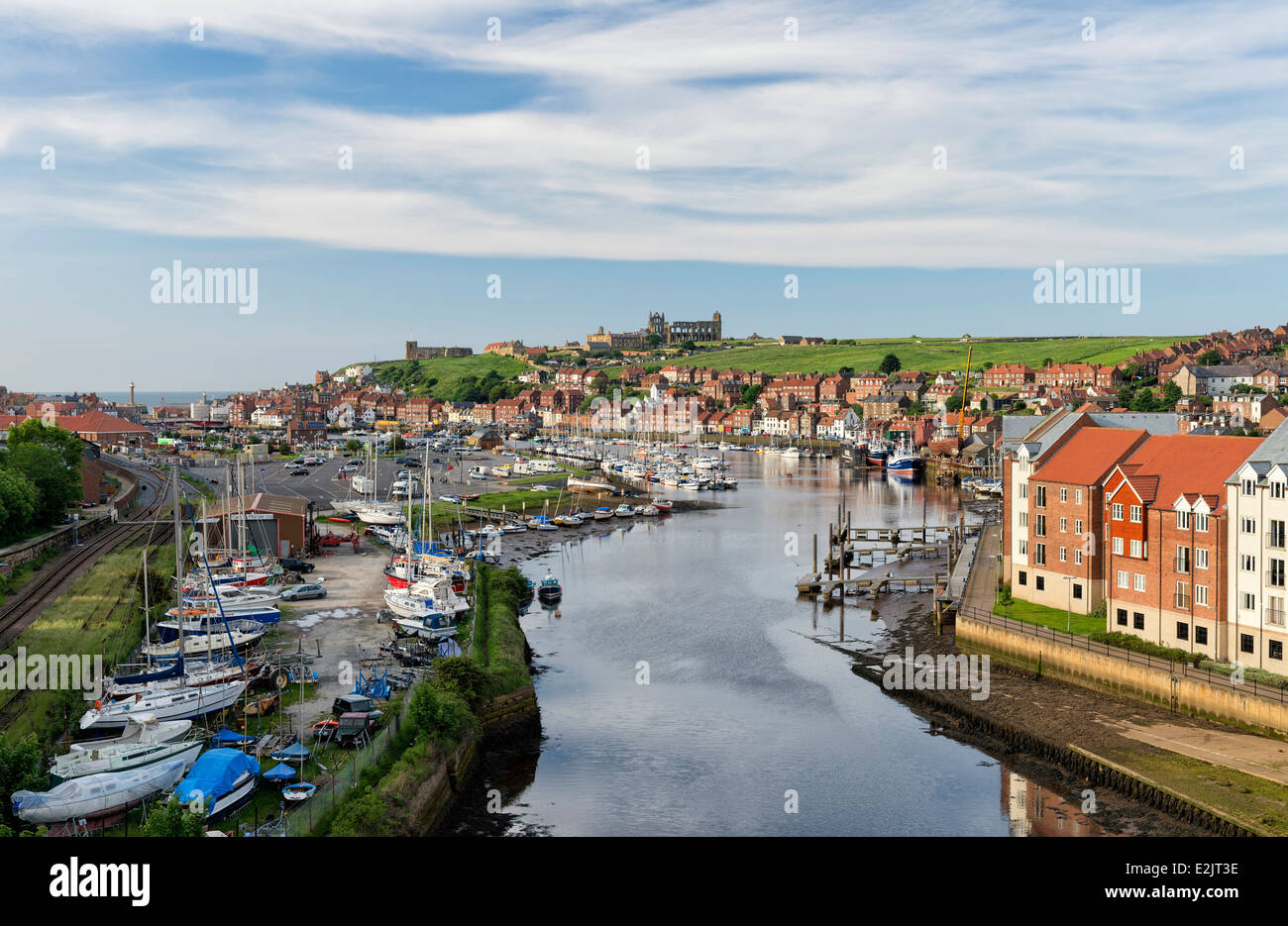 Whitby harbour from the new bridge Stock Photo - Alamy