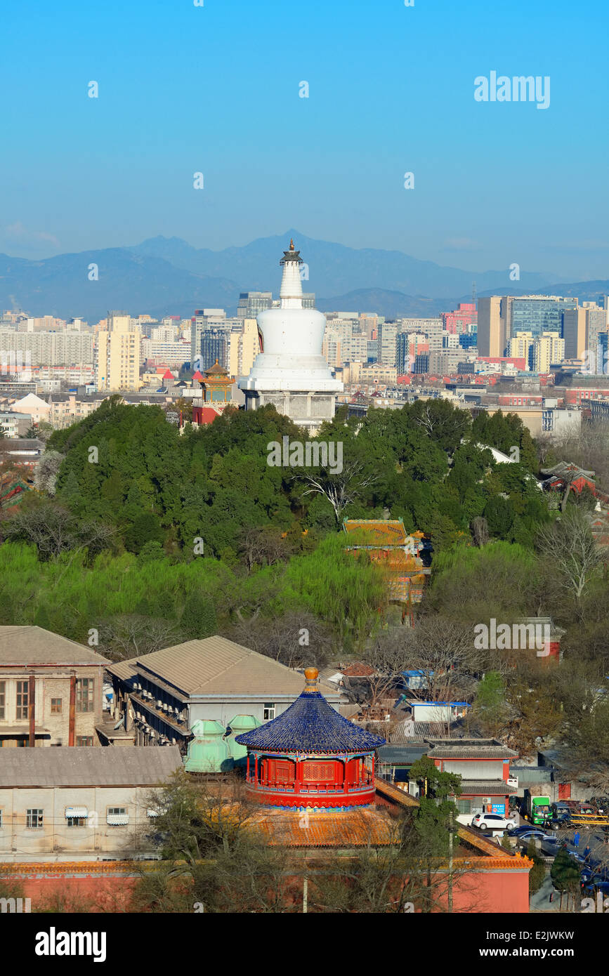 Beijing architecture and city skyline in the morning with blue sky ...