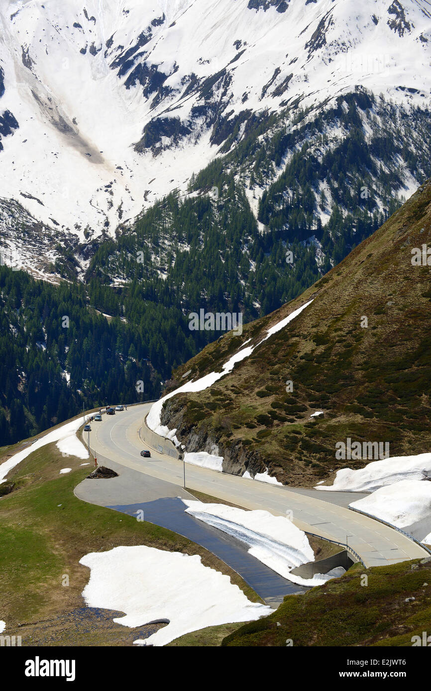 The Gotthard Pass or St. Gotthard Pass in summer (Italian: Passo del ...