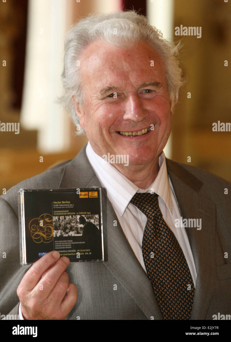 British conductor Sir Colin Davis at a portrait session at Semperoper ...