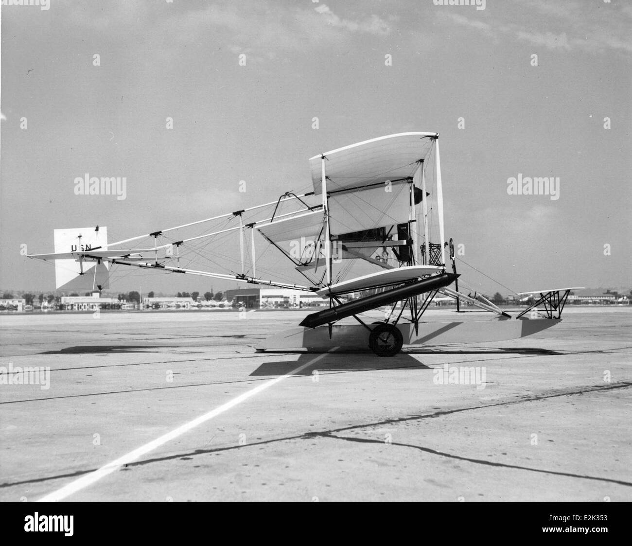 This image features a replica of the Curtiss A-1 Triad, the first ...