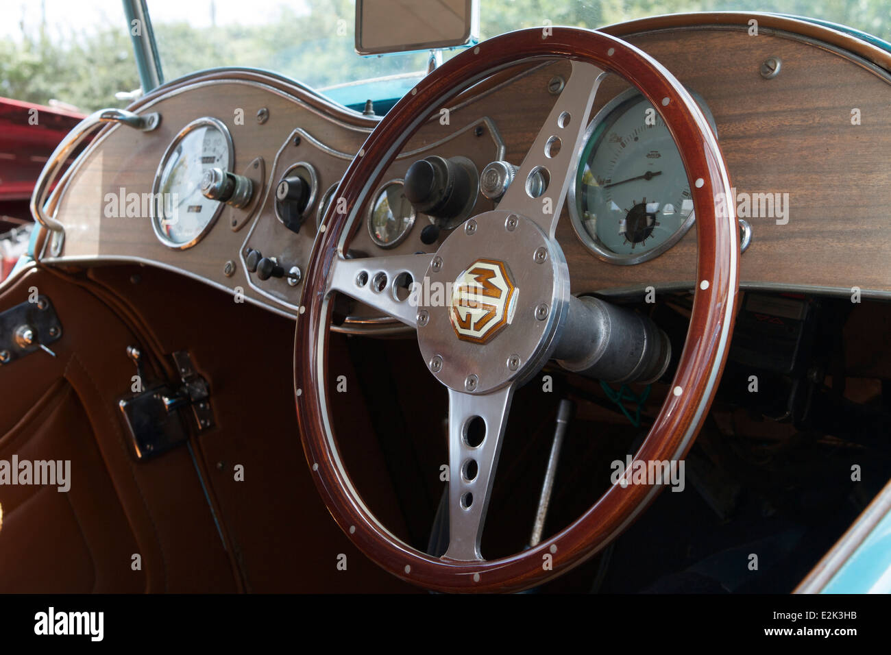 1949 MG TC Export interior British vintage car on display at a British ...