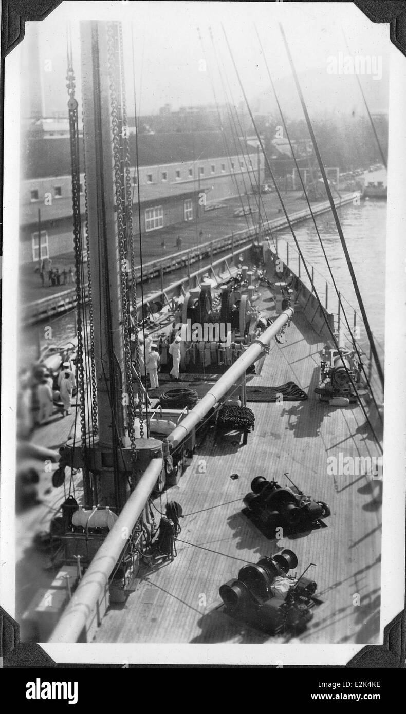 This historical image features the USS Henderson (AP-1), a U.S. Navy ...