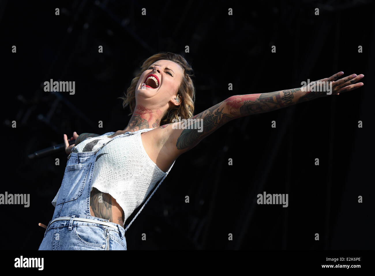 Jennifer Weist, singer of the rock band Jennifer Rostock performs at ...