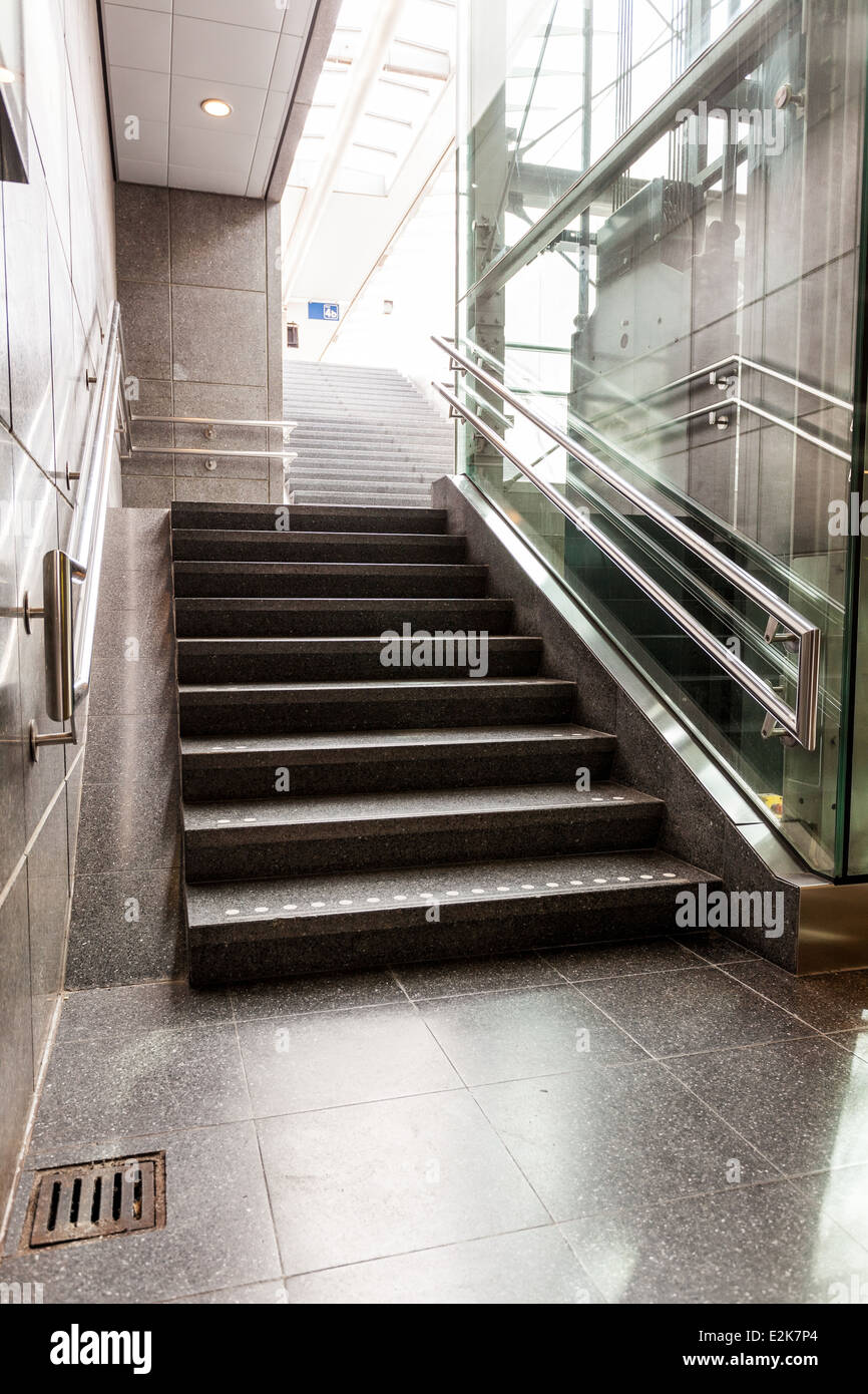In the train station you find stairs for go to the peron Stock Photo ...
