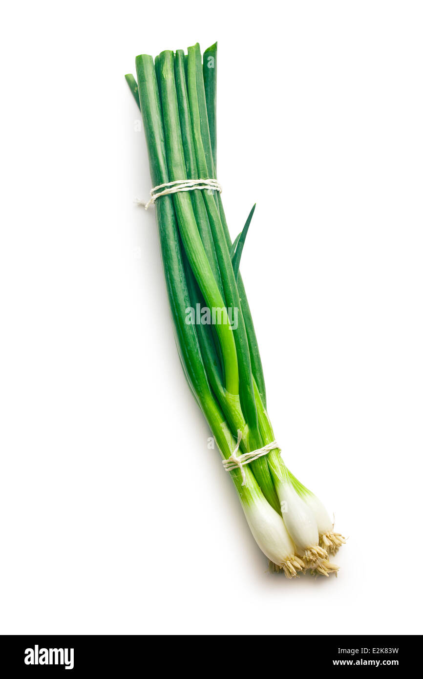 fresh spring onion on white background Stock Photo - Alamy