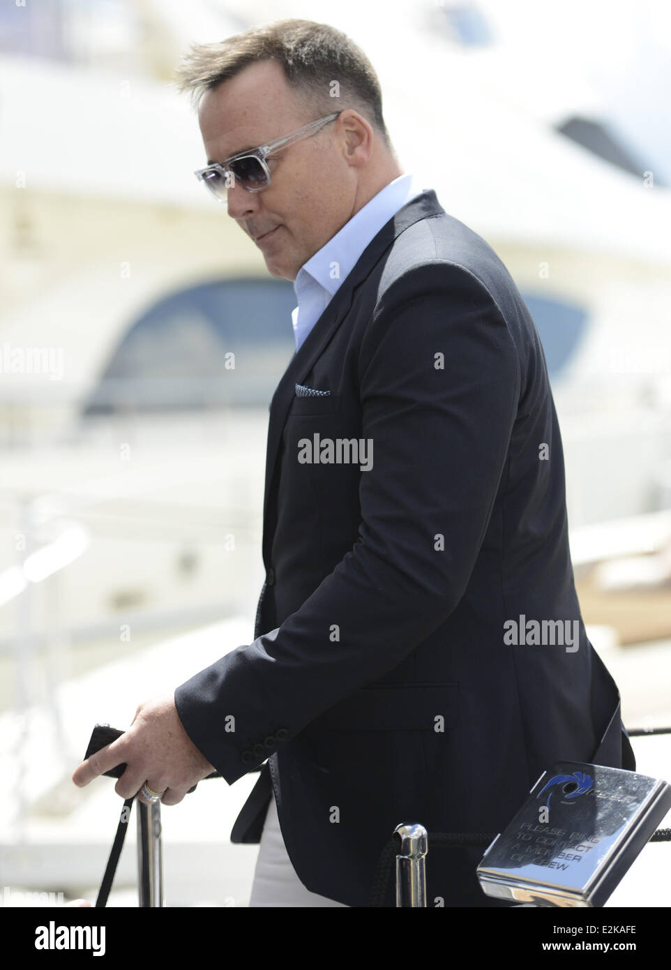 David Furnish departing the Odessa Yacht during 66th Cannes Film ...
