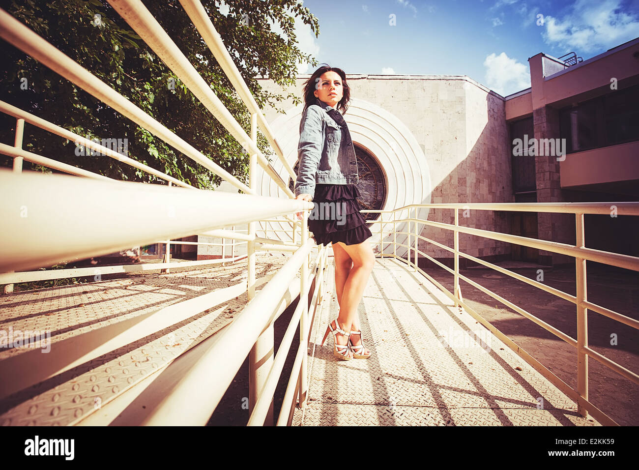 Girl on the Bridge Stock Photo - Alamy