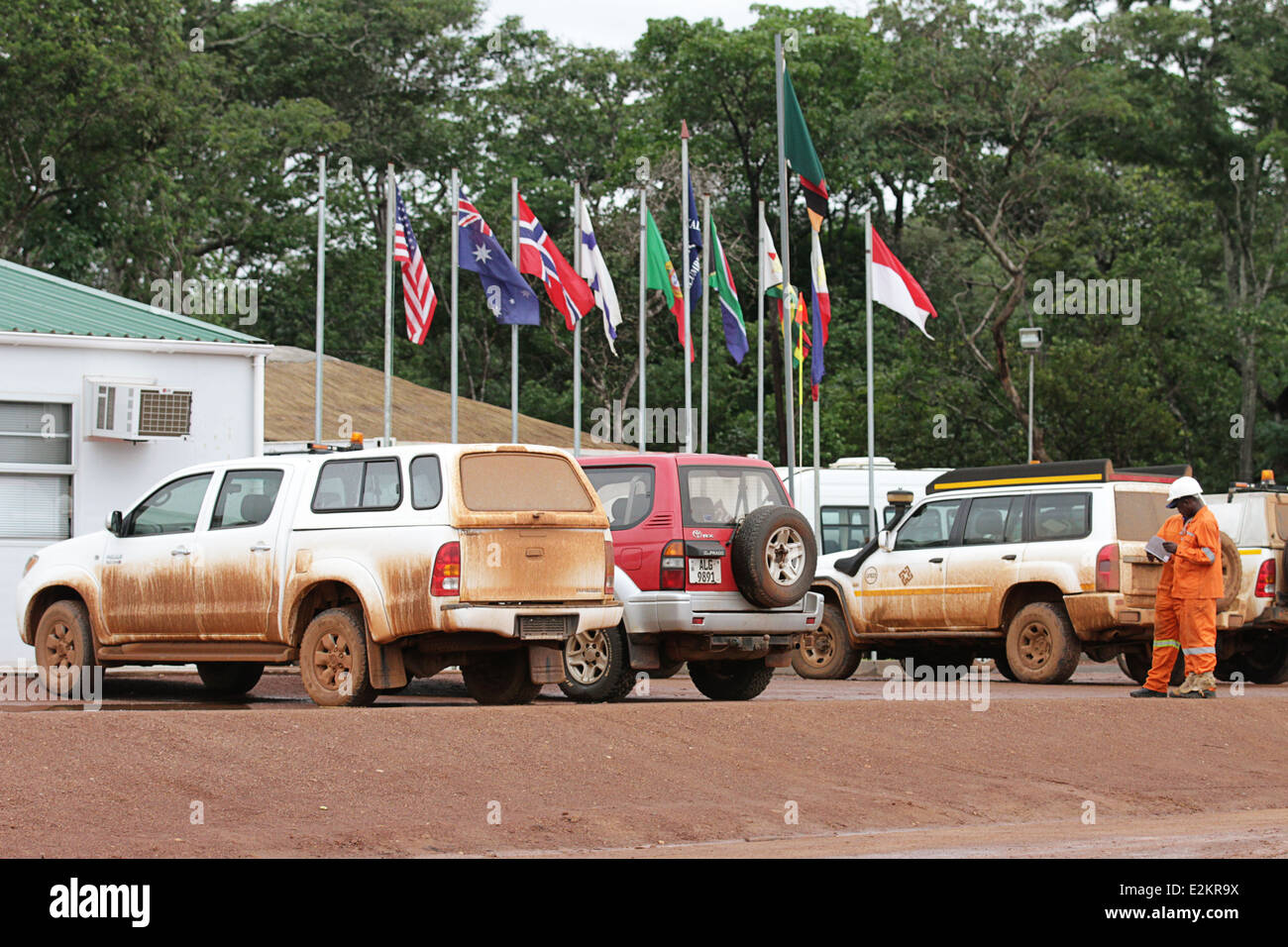 Flags vehicles outside fqm offices hi-res stock photography and images ...