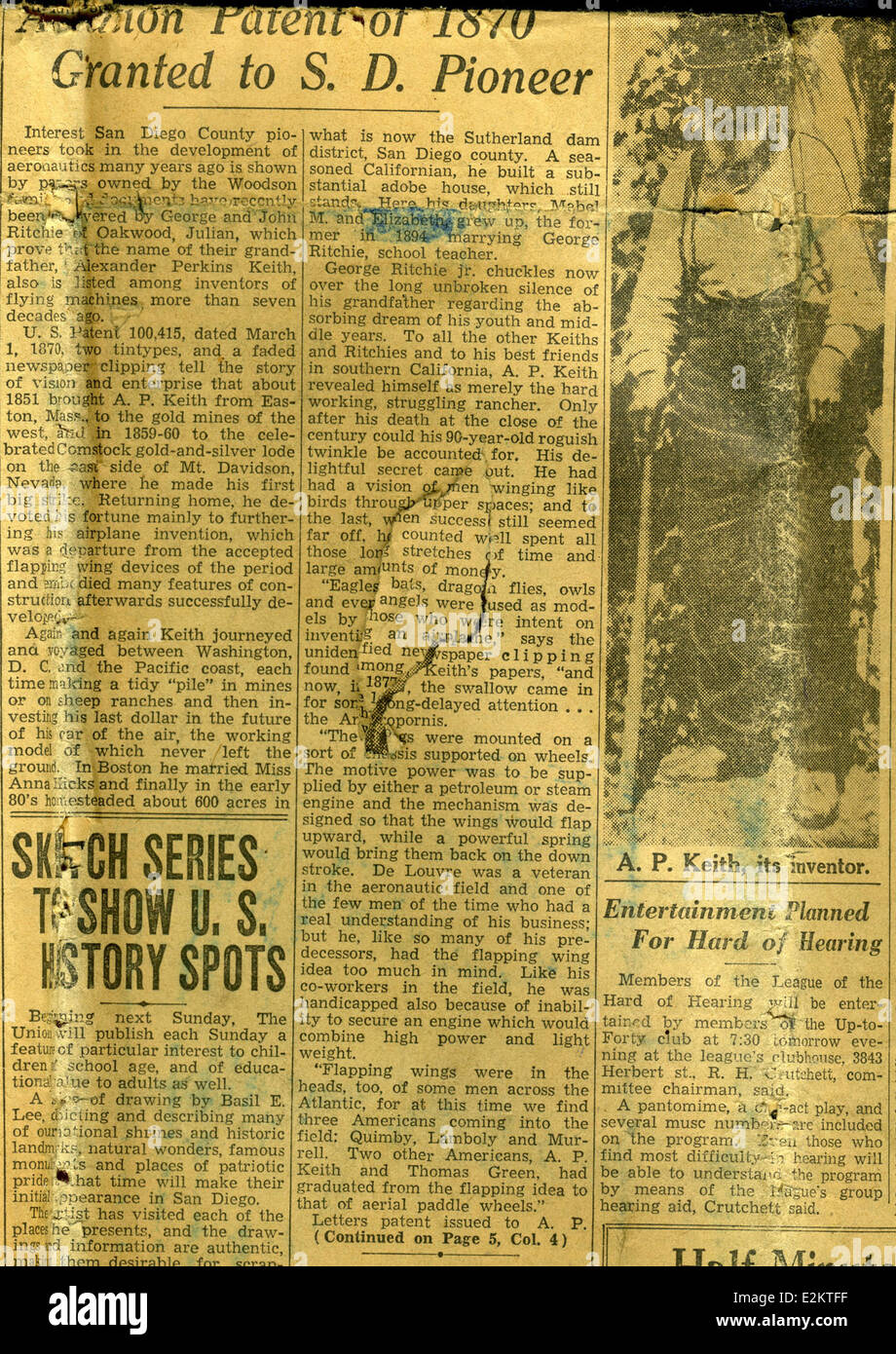 Alexander Perkins Keith, an inventor from the late 19th century, is ...